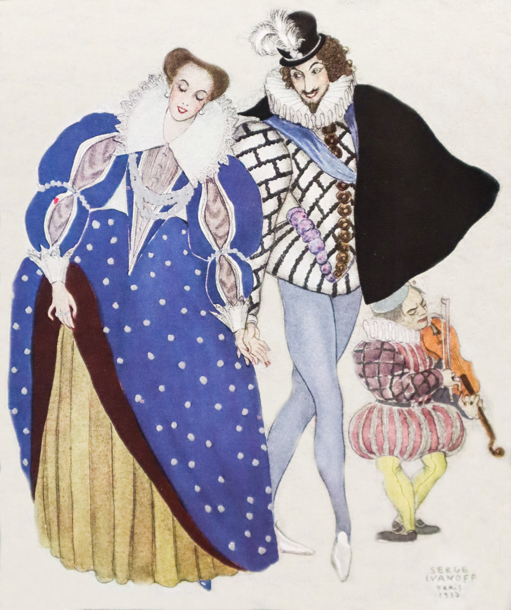 1937 French Vintage Poster, Aristocratic Couple - Serge Ivanoff – L'Affichiste