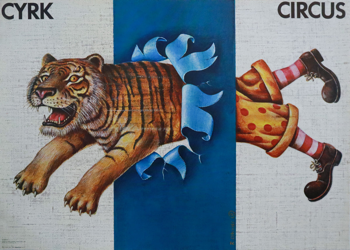 1980 Polish Circus Poster, Cyrk (half tiger, half clown) - Olbinski – L ...