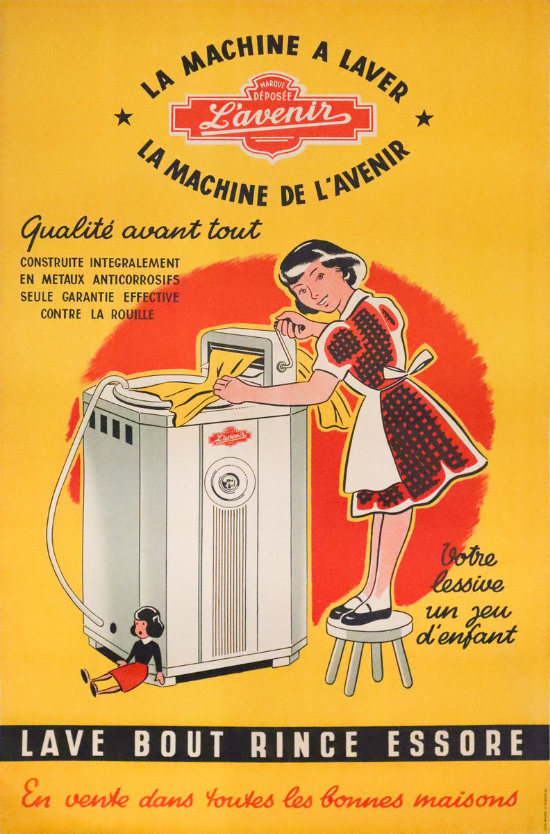 1940s French Art Deco Advertising Poster - La Machine à Laver, L'Aveni ...