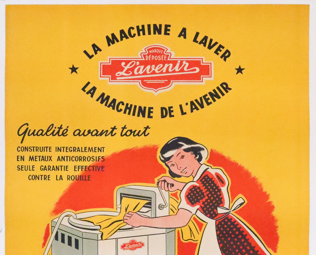 1940s French Art Deco Advertising Poster - La Machine à Laver, L'Aveni ...