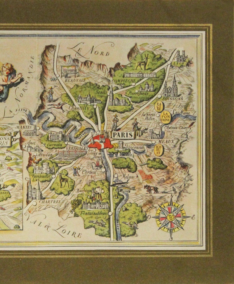 1960's Original French Vintage Mini Map, Ile de France (Horizontal) – L ...