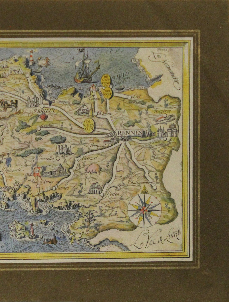 1960's French Vintage Mini Map, La Bretagne – L'Affichiste
