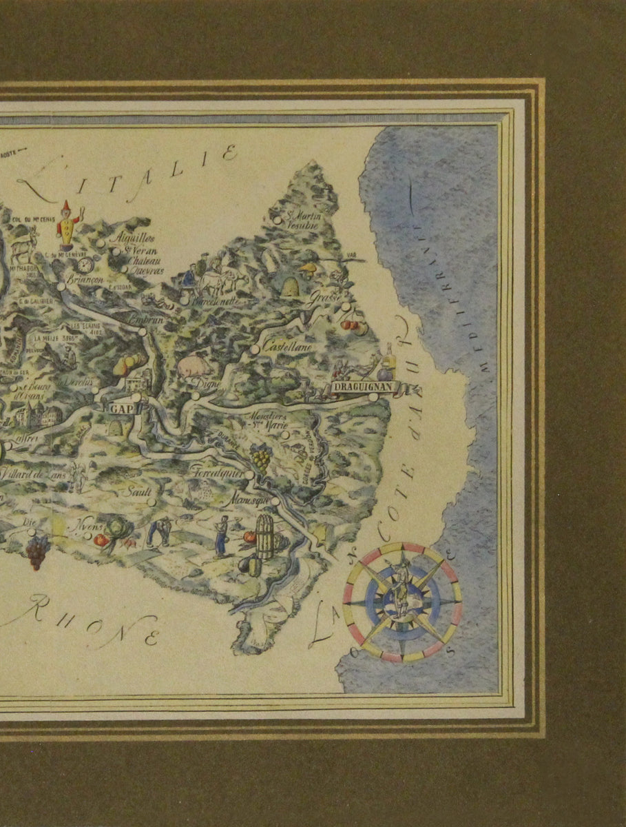 1960's French Vintage Mini Map, Les Alpes – L'Affichiste