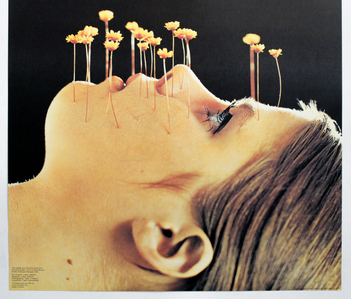 1994 Original Anti-Drugs Poster, Yellow Flowers, Grave, Procession (Th ...