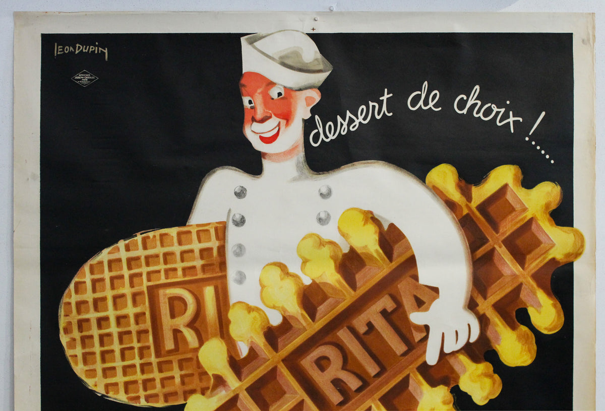 1930's French Food Poster, RITA Gaufres, dessert de choix! - Leon Dupi ...