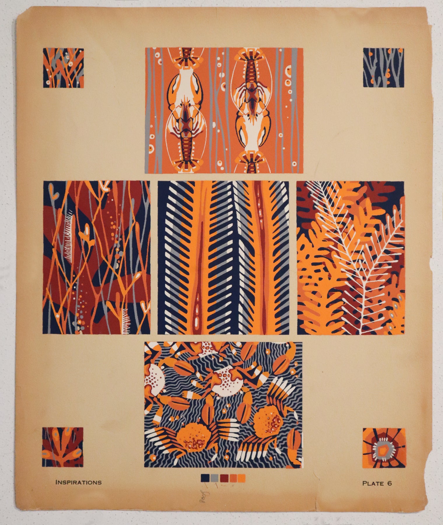 1928 American Botanical Design Pochoir, Inspirations (Book B, Plate 6 ...