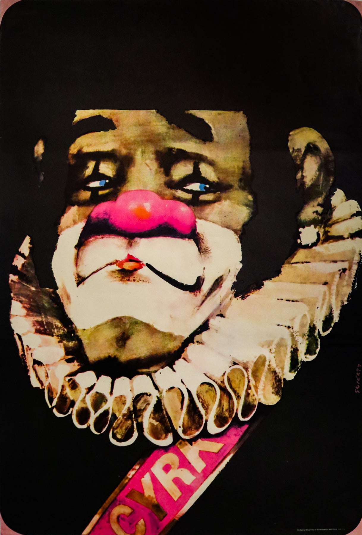 1980 Original Vintage Polish Cyrk (Circus) Poster, Clown (Chimp) - Swi ...