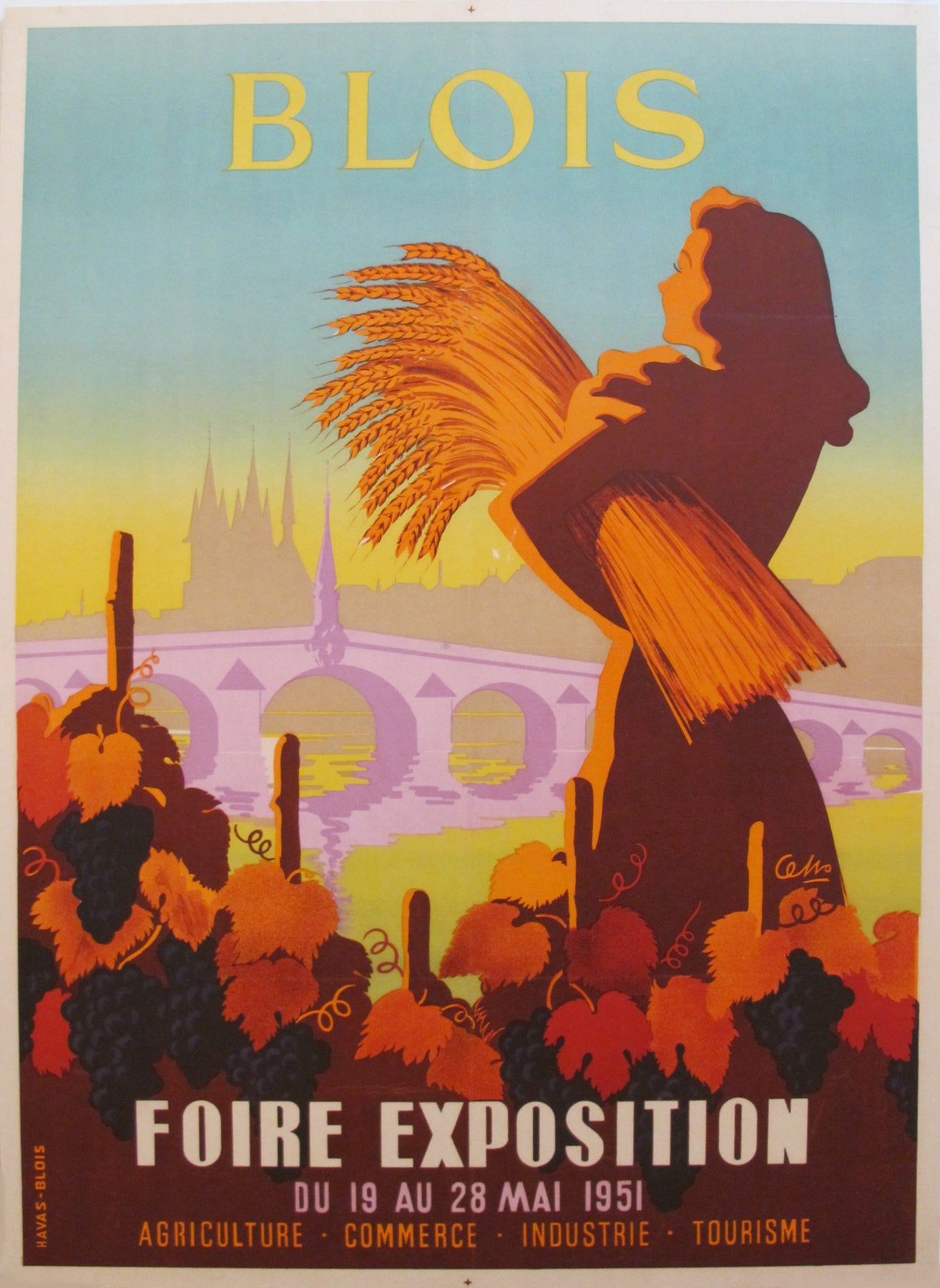 1951 Original French Festival Poster, Foire Exposition Blois – L'Affichiste