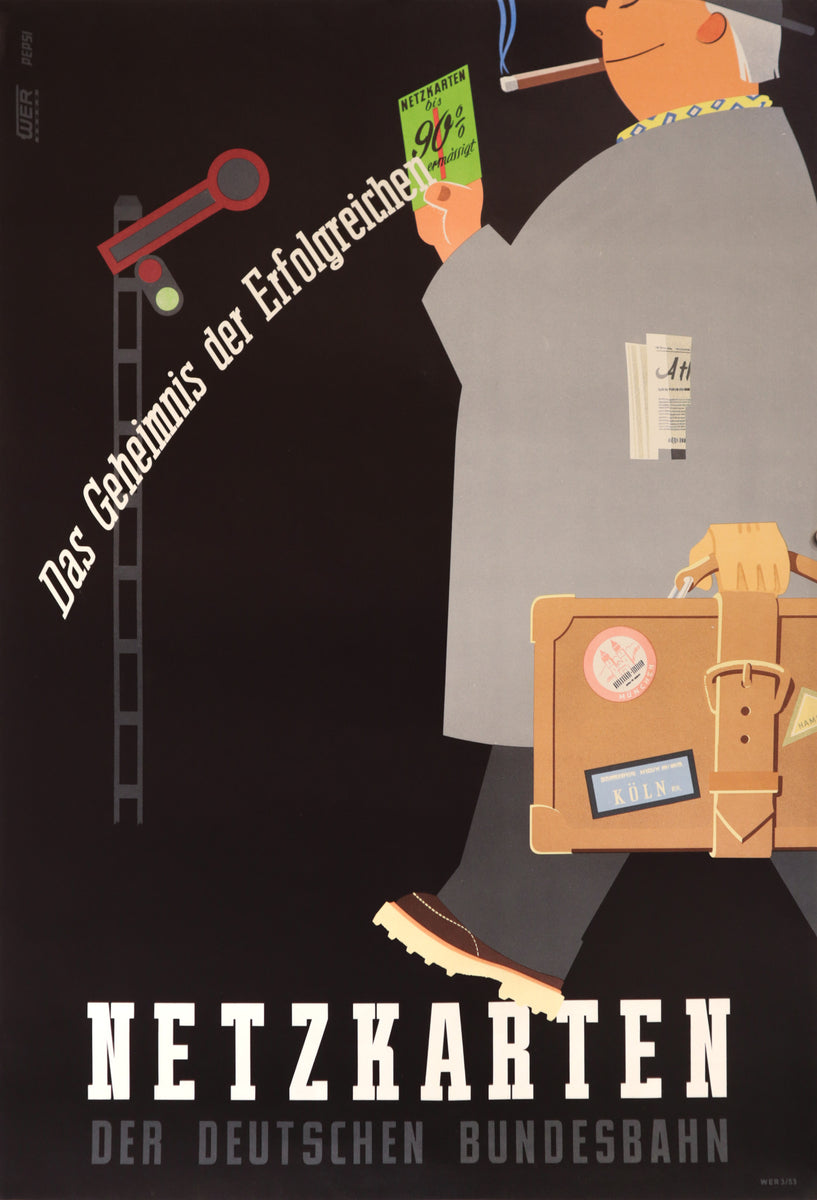 1953 German Railway Poster, Netzkarten der Deutschen Bundesbahn (Maps ...