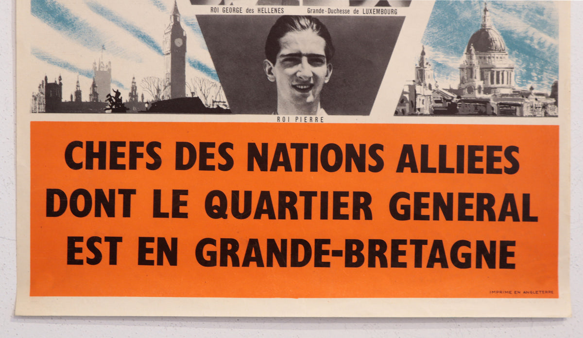 1940s Original French WWII Propaganda Poster, Chefs des Nations Alliée ...