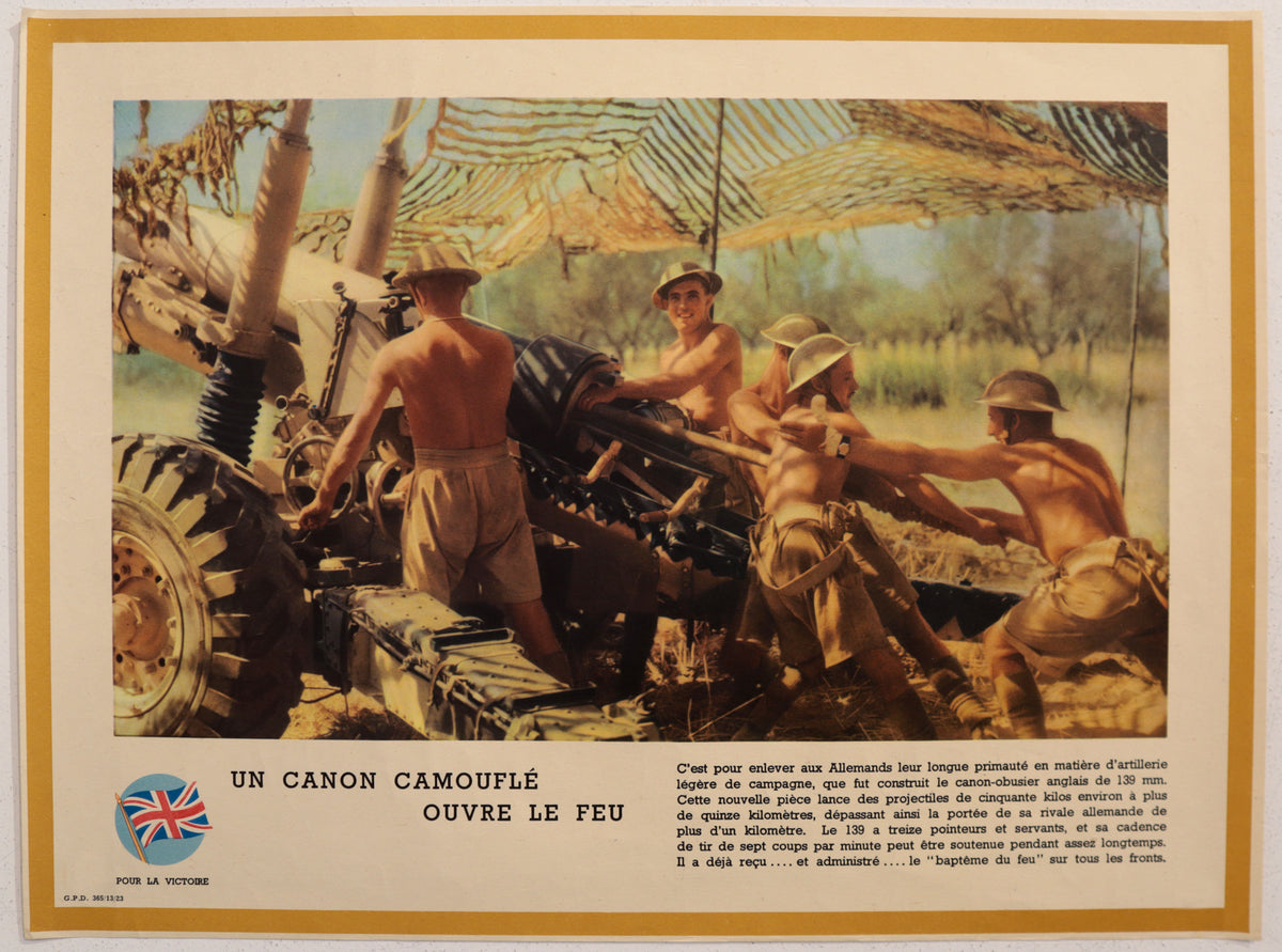 1940-1945 Original French WWII Poster, Victoire / Un Canon Camouflé (C ...