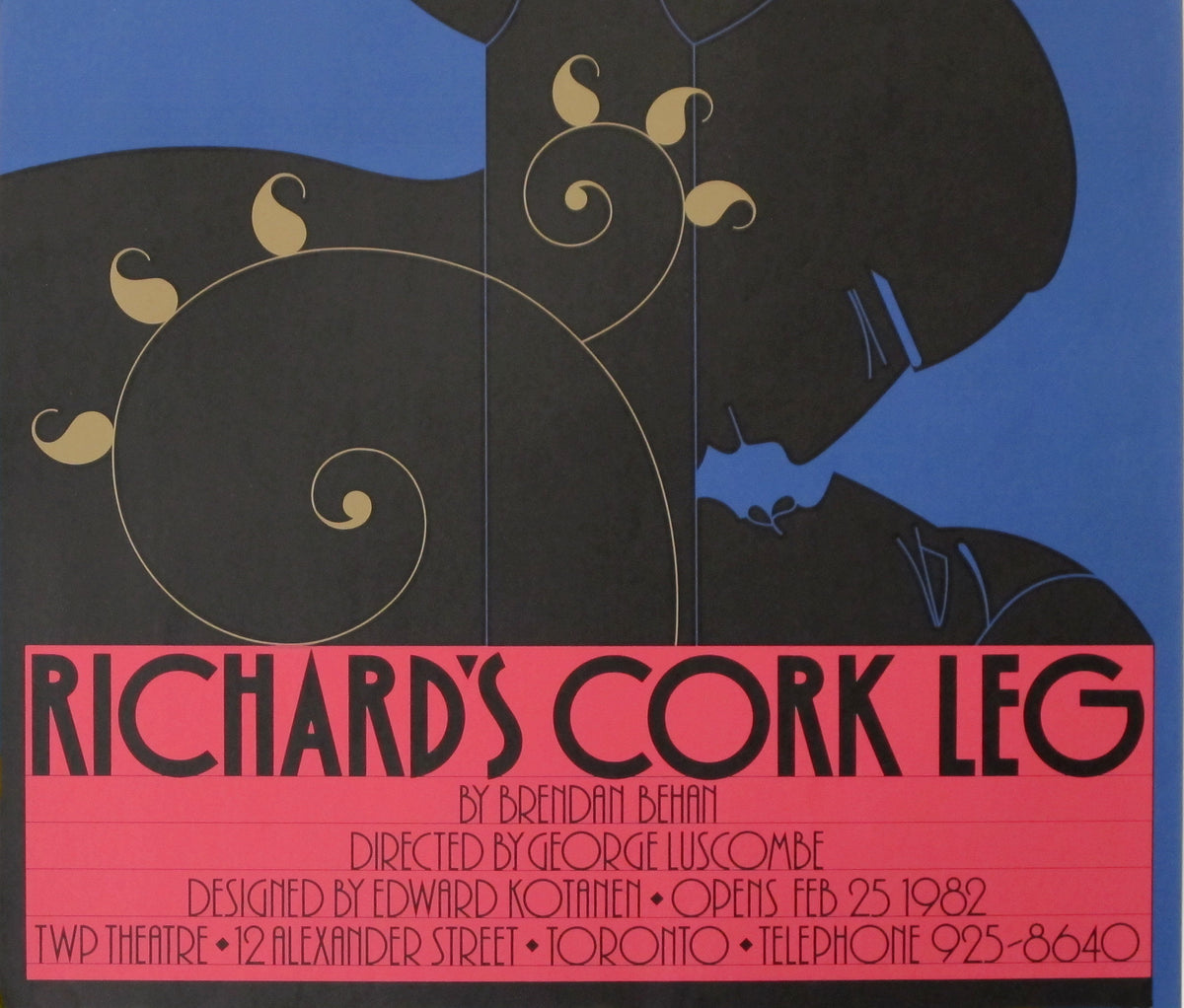 1982 Original Canadian Theatre Poster, Richard's Cork Leg – L'Affichiste