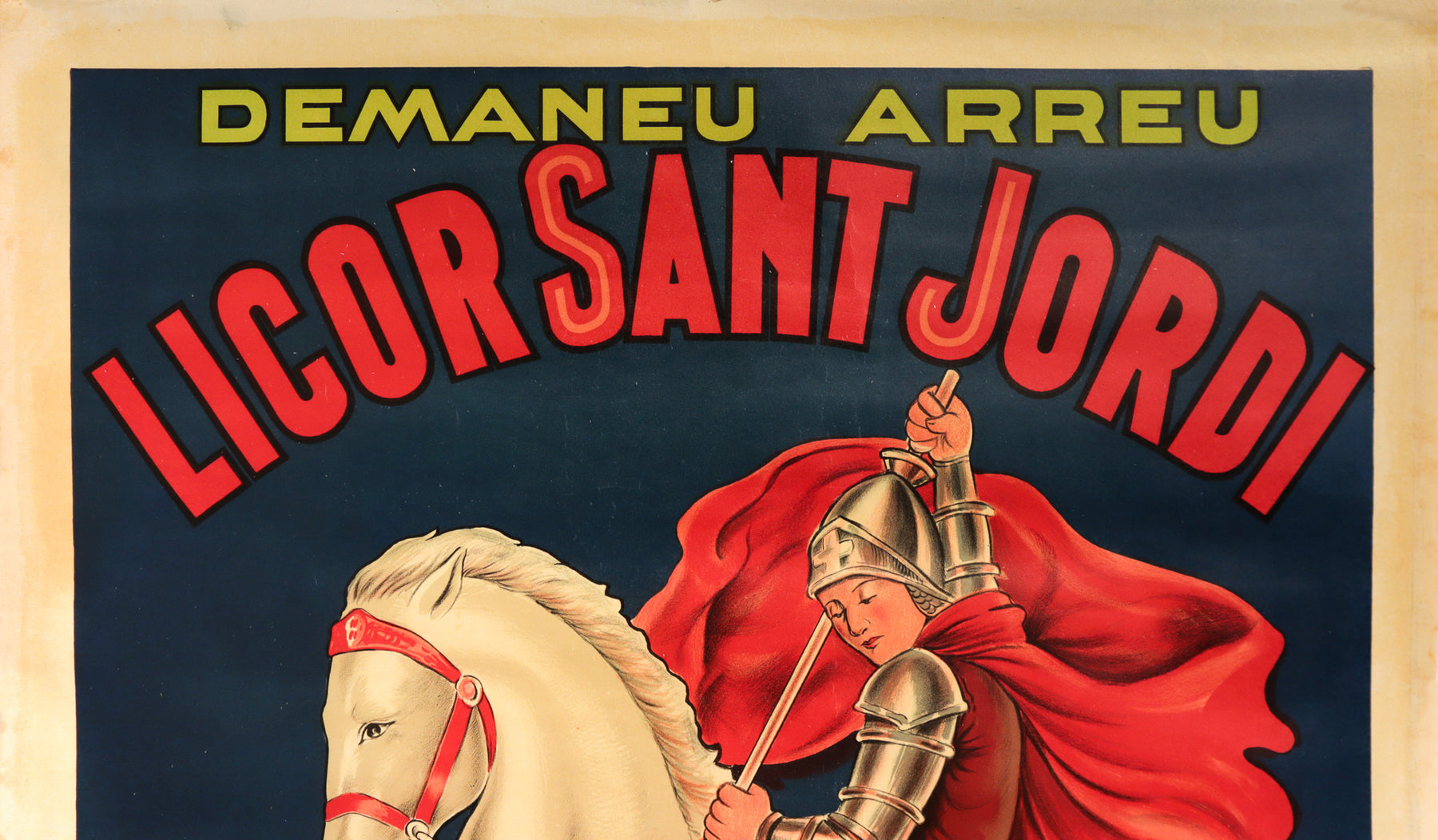 1920 Affiche Espagnole d'Alcool - Licor Sant-Jordi (Chevalier à Cheval – L'Affichiste