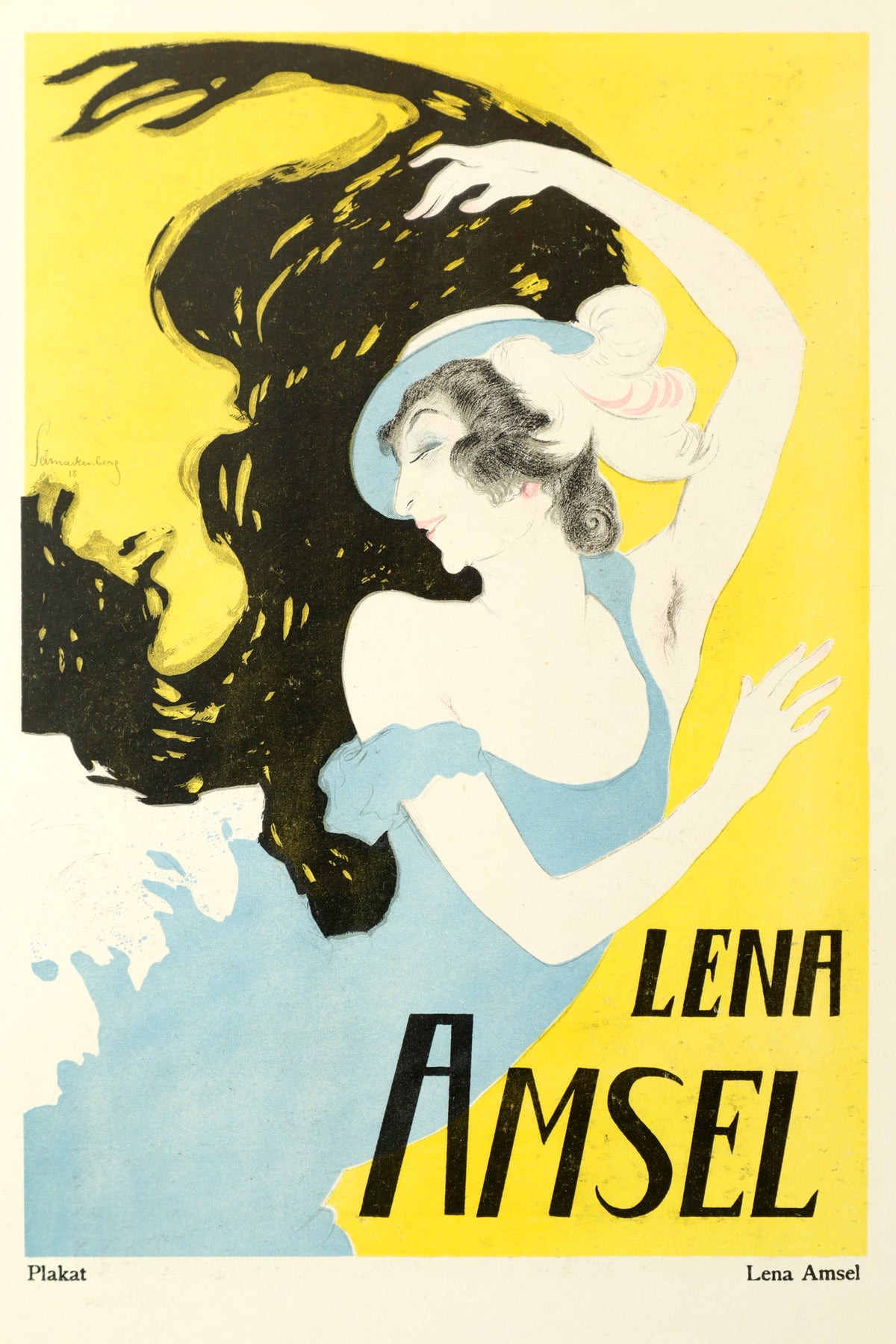 1922 Original German Art Deco Poster, Lena Amsel: Consée München (Rect ...