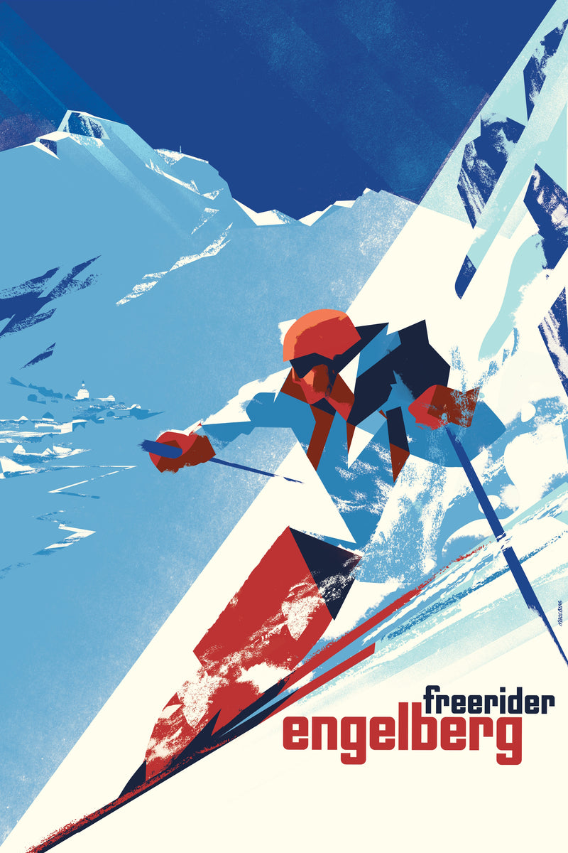 2016 Danish Modern Ski Poster, Engelberg Winter (Mads Berg) – L'Affichiste